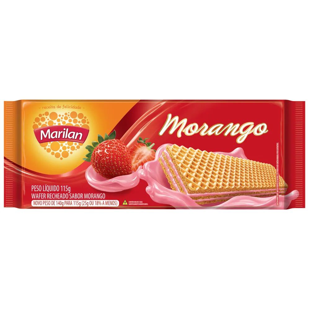 Biscoito Wafer Marilan Morango 115g