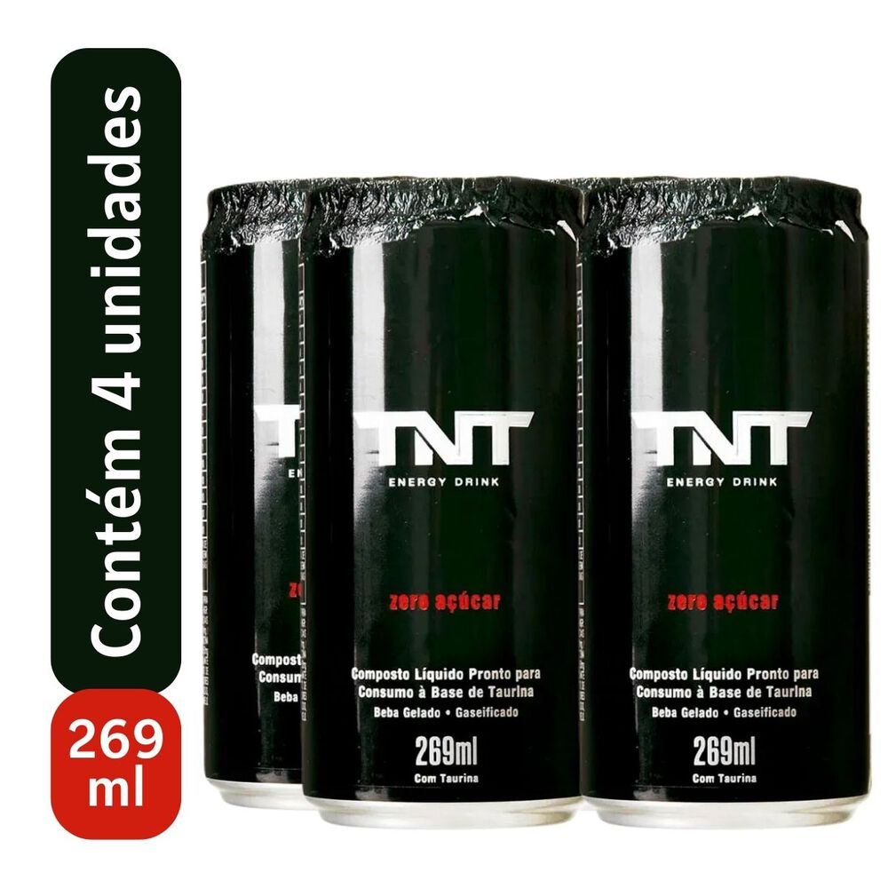 Energético Tnt Energy Drink Zero Açucar Lata Com 4 Un 269ml