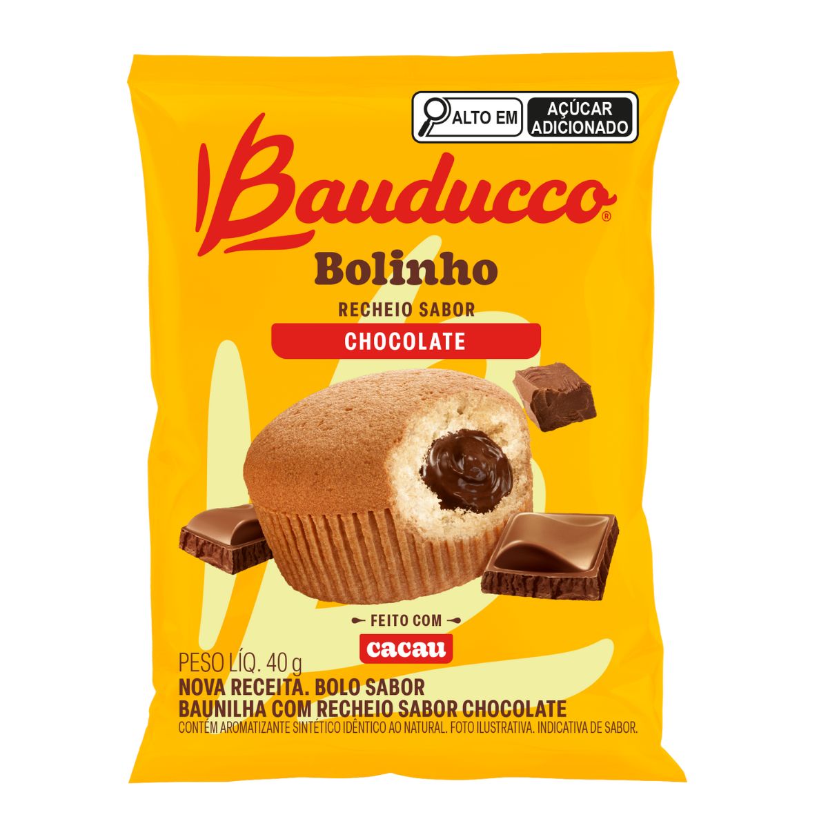 Bolinho Baunilha Recheio Chocolate Bauducco Pacote 40g