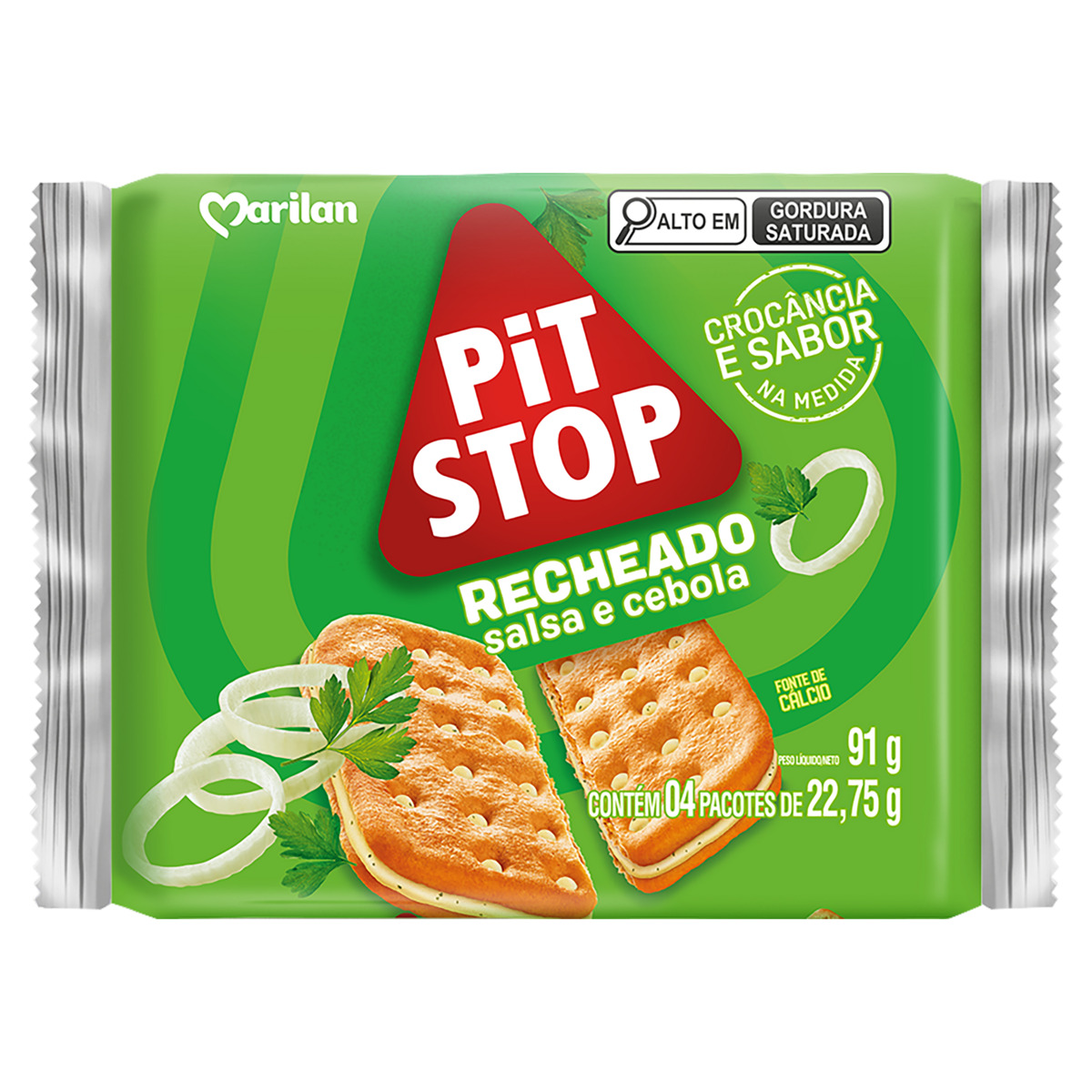Biscoito Marilan Recheio Salsa E Cebola Pit Stop Pacote 91g